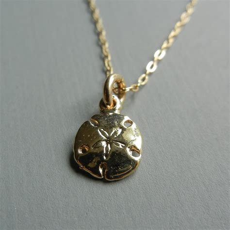 Tiny Sand Dollar Necklace Gold Etsy