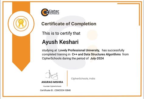 Cipherschool Summertraining Cpp Datastructures Algorithms Ayush