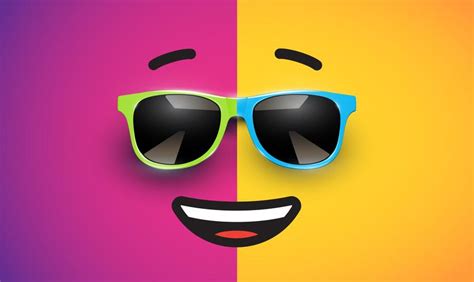 High Detiled Colorful Emoticon With Sunglasses Vector Illustration