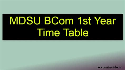 Mdsu Bcom 1st Year Time Table 2024 Exam Date Sheet