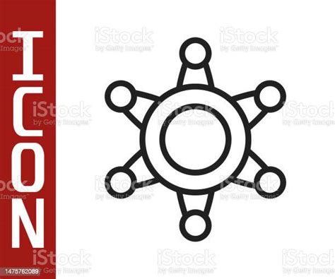 Ligne Noire Icône Du Shérif Hexagram Isolée Sur Fond Blanc Icône Du