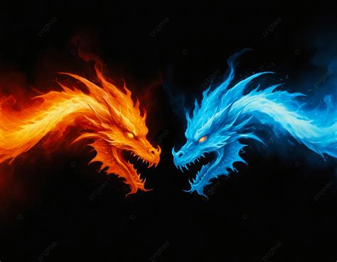 Blue And Red Colors Dragon Background Fiery Dragon Blue Dragon Vs Red