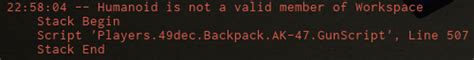 Humanoid Is Not A Valid Member Of Workspace Scripting Support