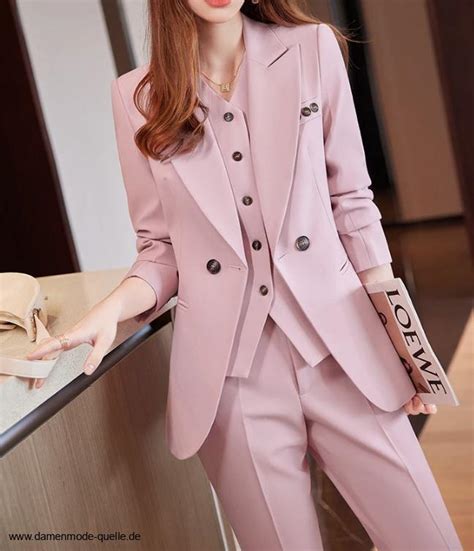 Damen Outfits Zweiteiler 2025 Damen Hosenanzug 2024 Elegant In Rosa Dreiteilig Mit Weste