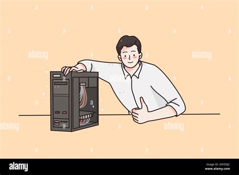 Soft Engineering And Technologies Concept Young Smiling Man Worker