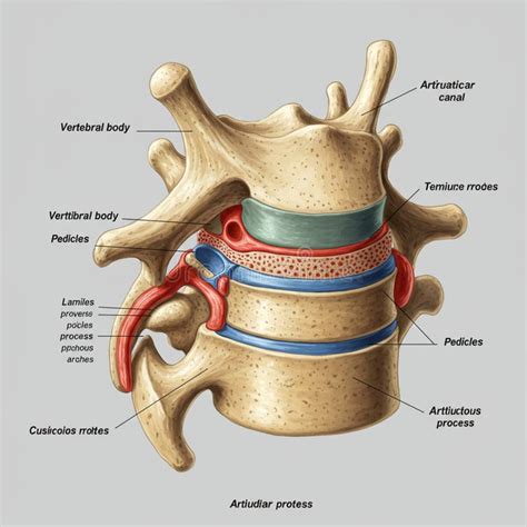 Illustration Of A Human Vertebral Column Section Features Vertebral