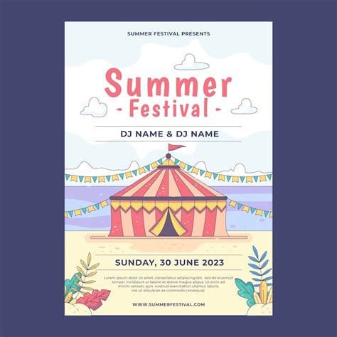Free Vector Hand Drawn Summer Festival Poster Template