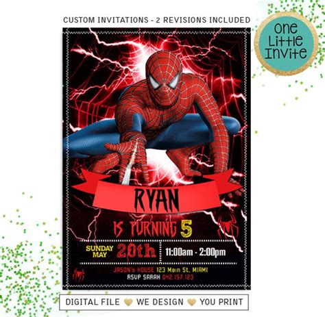Spiderman Invitation Superhero Birthday Party Spider Man Etsy UK