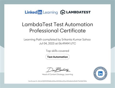 Srikanta Kumar Sahoo On Linkedin Certificate Of Completion