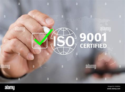 Iso 9001 Standard Certification Standardisation Quality Control Concept Businessman Choose Iso