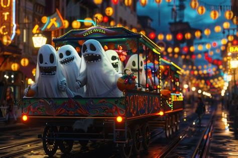 Halloween Ghost Float In Parade Premium Ai Generated Image