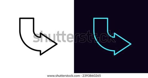 Outline Bended Arrow Icon Editable Stroke Stock Vector Royalty Free