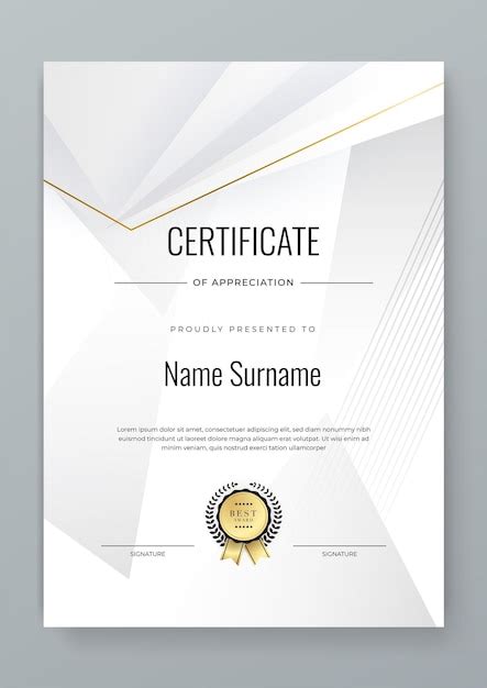 Premium Vector Creative White Grey Certificate Template Design