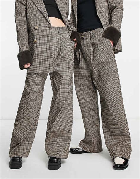 Reclaimed Vintage Unisex Wide Leg Trousers Co Ord In Check Asos