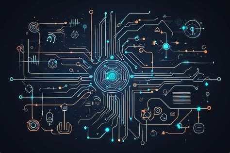 Premium Photo Artificial Intelligence Circuit Line Style Machine Learning Design Smart Network
