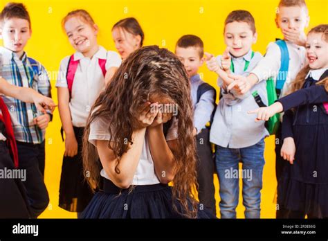School Girl Being Bullied By Classmates School Bullying Concept Stock