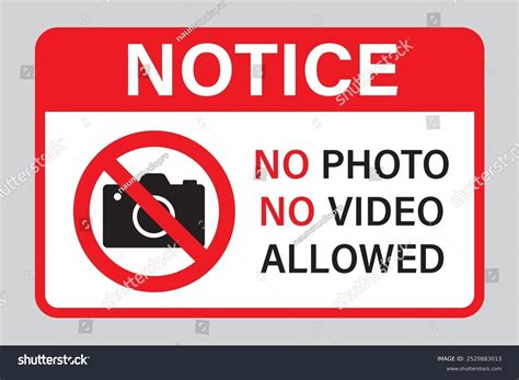 No Photos Video Allowed Sign Notice Stock Vector Royalty Free