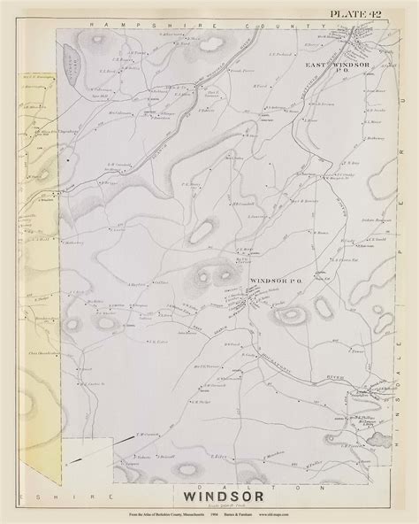 Windsor Massachusetts 1904 Old Town Map Custom Reprint Berkshire Co
