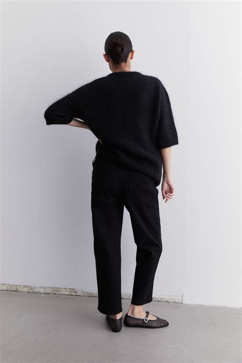 Mama Straight Ankle Jeans Black Ladies Handm Gb