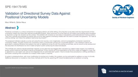 Ppt Validation Of Directional Survey Data Against Positional