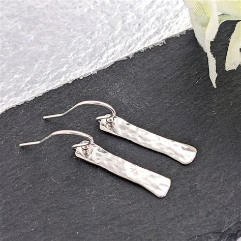 Silver Bar Earrings Etsy