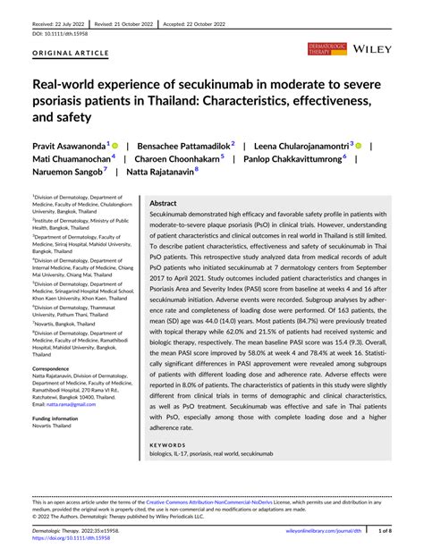 Pdf Real‐world Experience Of Secukinumab In Moderate To Severe