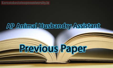 Ap Animal Husbandry Assistant Previous Paper 2025 Soon And Exam Pattern