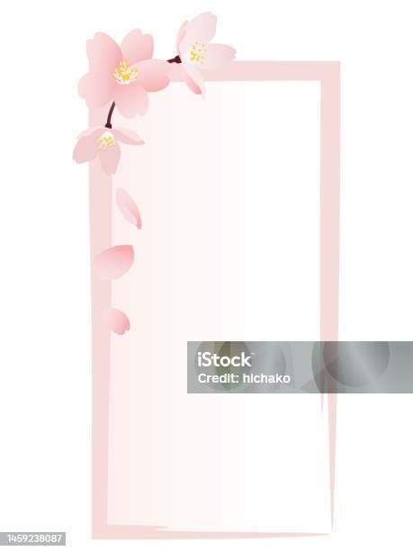 Realistic Cherry Blossom Square Frame Illustration Stock Illustration