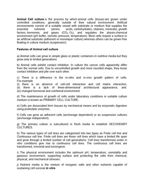Animal Cell Culture Pdf Cell Culture Growth Medium