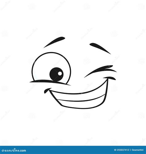 Cartoon Smiling Face Vector Emoji With Wink Eye Stock Vector Illustration Of Cute Isolated