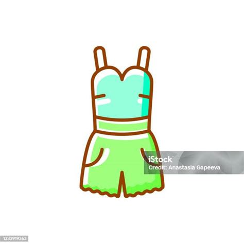 홈 슈트 탱크 탑과 반바지 플랫 아이콘 홈웨어와 잠옷 색상 채워진 기호입니다 격리된 벡터 그림 0명에 대한 스톡 벡터 아트 및