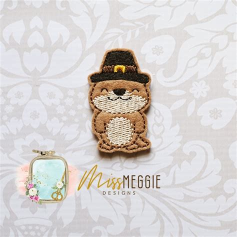 Thanksgiving Otter Feltie Ith Embroidery Design File Miss Meggie Designs