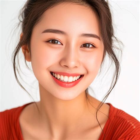 Premium Photo Closeup Of Yong Asian Woman Casual Portrait In Positive