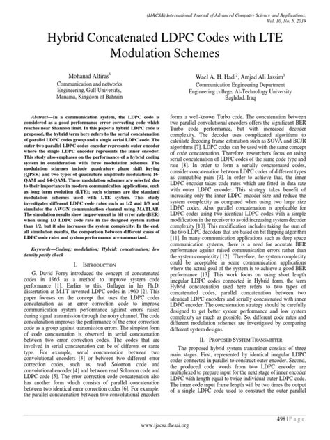 hybrid concatenated ldpc codes with lte modulation schemes mohanad