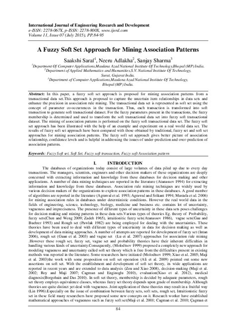 Pdf A Fuzzy Soft Set Approach For Mining Association Patterns