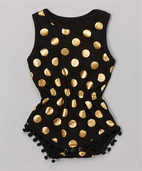 Leighton Alexander Black Gold Polka Dot Romper Infant Polka Dot