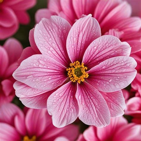 A Stunning Close Up Of Pink Flowers In A Captivating Macro Shot With A