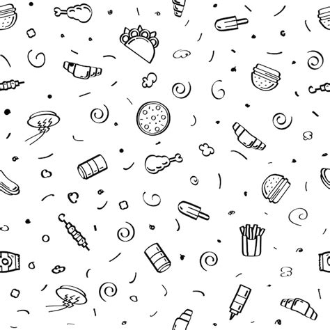 Abstracto Doodle Padrão sem costura desenhado à mão Elementos de fast
