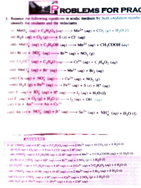 Practice Equation Of Redox Reaction Pdf