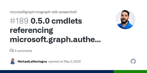 050 Cmdlets Referencing Microsoftgraphauthentication Version 0200 · Issue 189