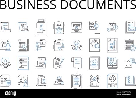 Business Documents Line Icons Collection Contracts Agreements