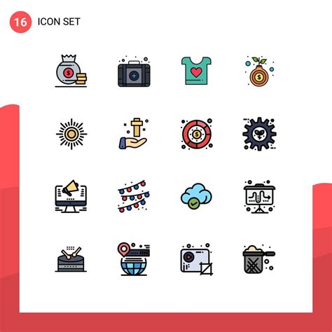 16 Thematic Vector Flat Color Filled Lines And Editable Symbols Of