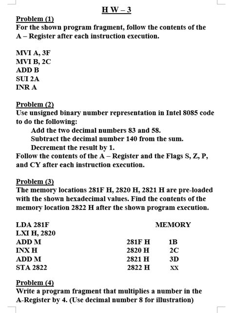 solved hw 3 problem 1 for the shown program fragment