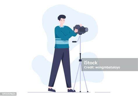 플랫 스타일 만화 일러스트레이션의 장비 뉴스 마이크 기자 및 인터뷰 스피치 미디어 이벤트가있는 저널리즘 또는 소셜 방송