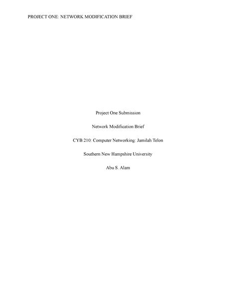 Cyb 210 Project One Network Modification Brief Project One Submission Network Modification