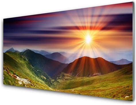 Tulup Pl Obraz Szklany Góry Zachód Słońca Krajobraz 125x50 cm 2