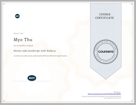 Myo Thu On Linkedin Nodejs Coursera Niit