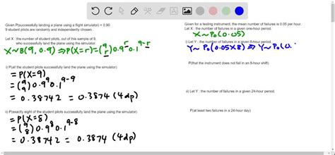 SOLVED The Probability Of Successfully Landing Plane Using Flight Simulator Is Given A
