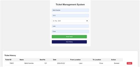 Ticket Management System Using Html Css And Javascript