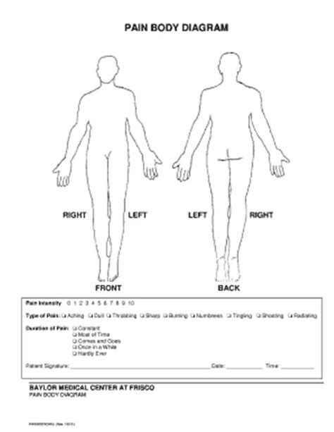 Pain Chart Body Diagram Male